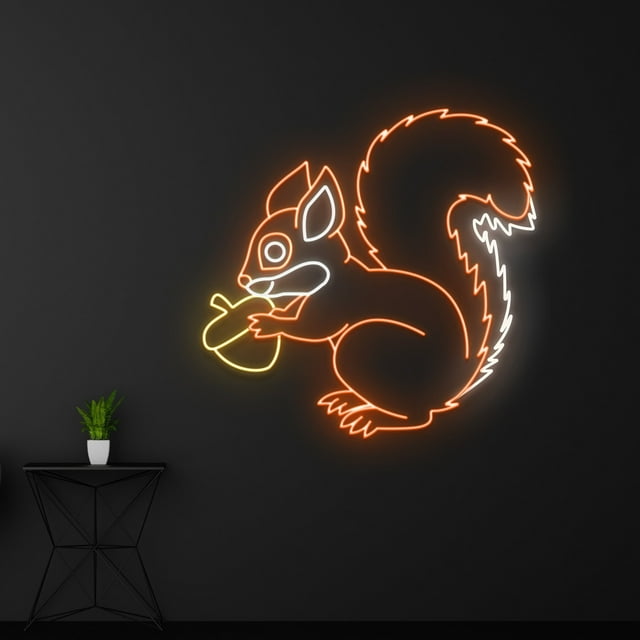 Handmadetneonsign Squirrel Neon Sign, Squirrel Nut Neon Light, Chipmunk ...