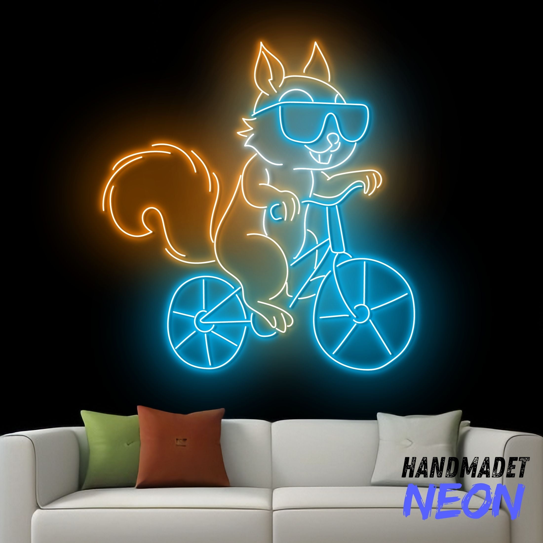 Handmadetneonsign Squirrel Riding A Bicycle Neon Sign, Squirrel Led ...