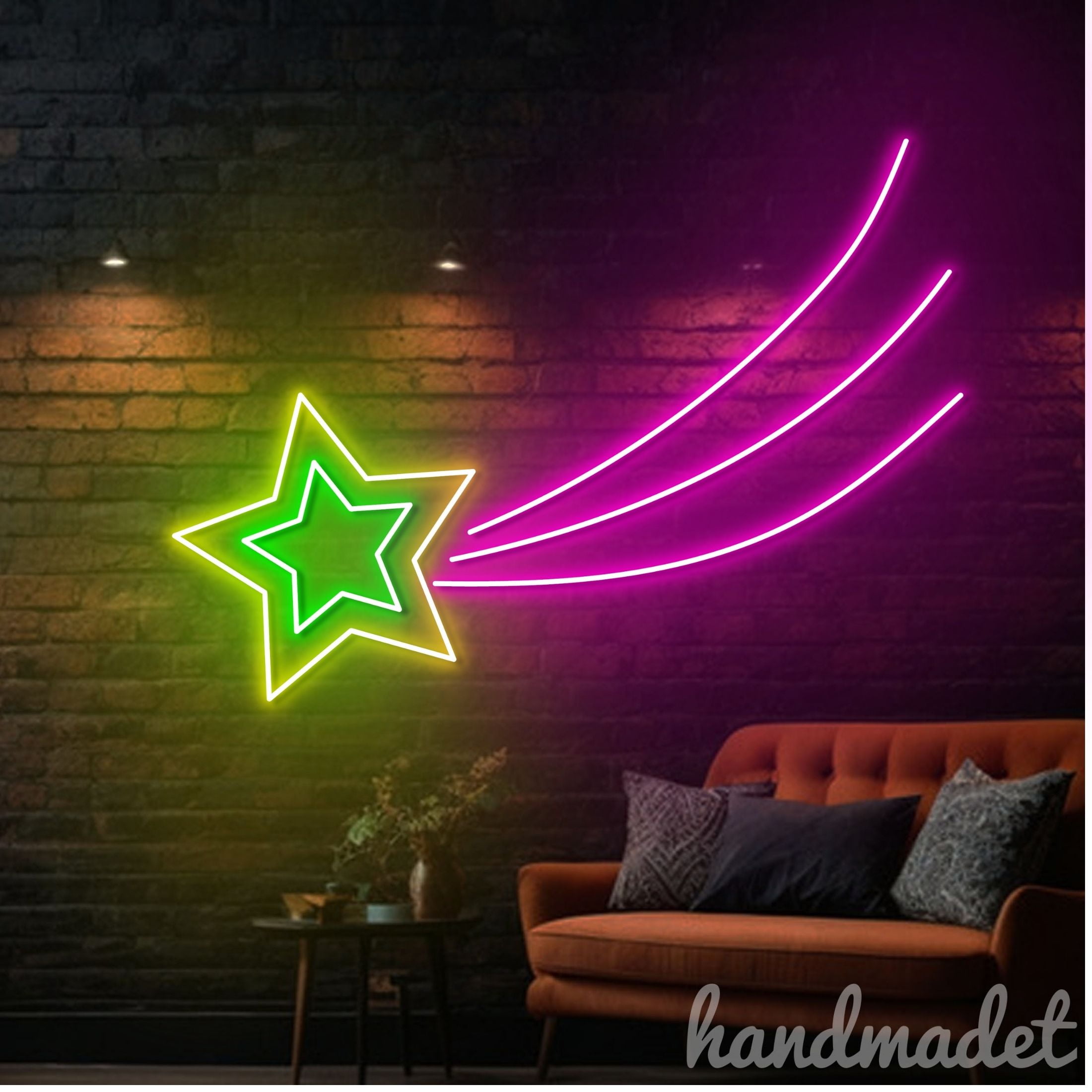 Handmadetneonsign Star Neon Sign, Star Wall Art Decor, Stars Neon Sign ...