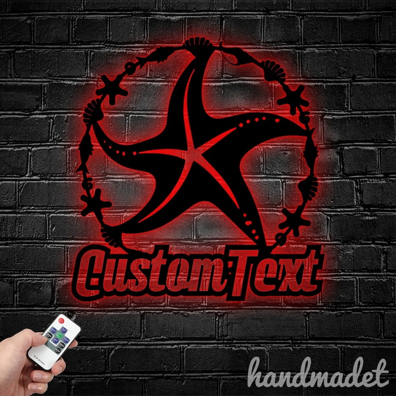 Handmadetneonsign Starfish Metal Wall Art, Starfish Metal Sign Wall ...