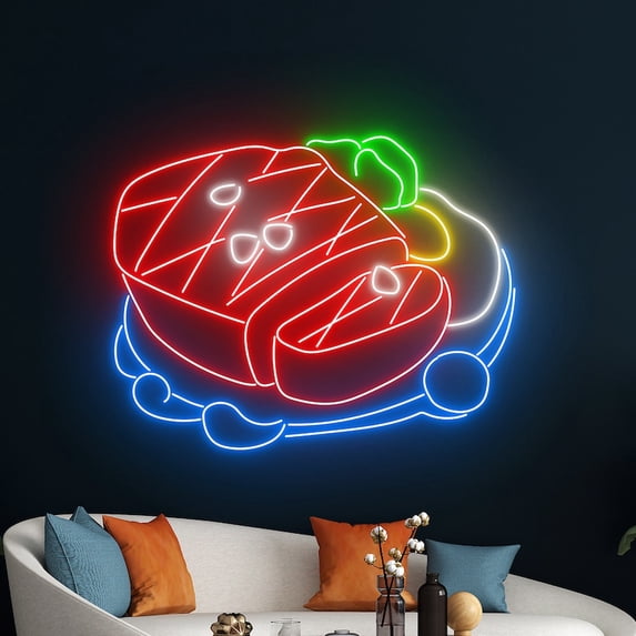 Handmadetneonsign Steak Neon Light, BBQ Neon Sign, Barbecue Steak Led ...