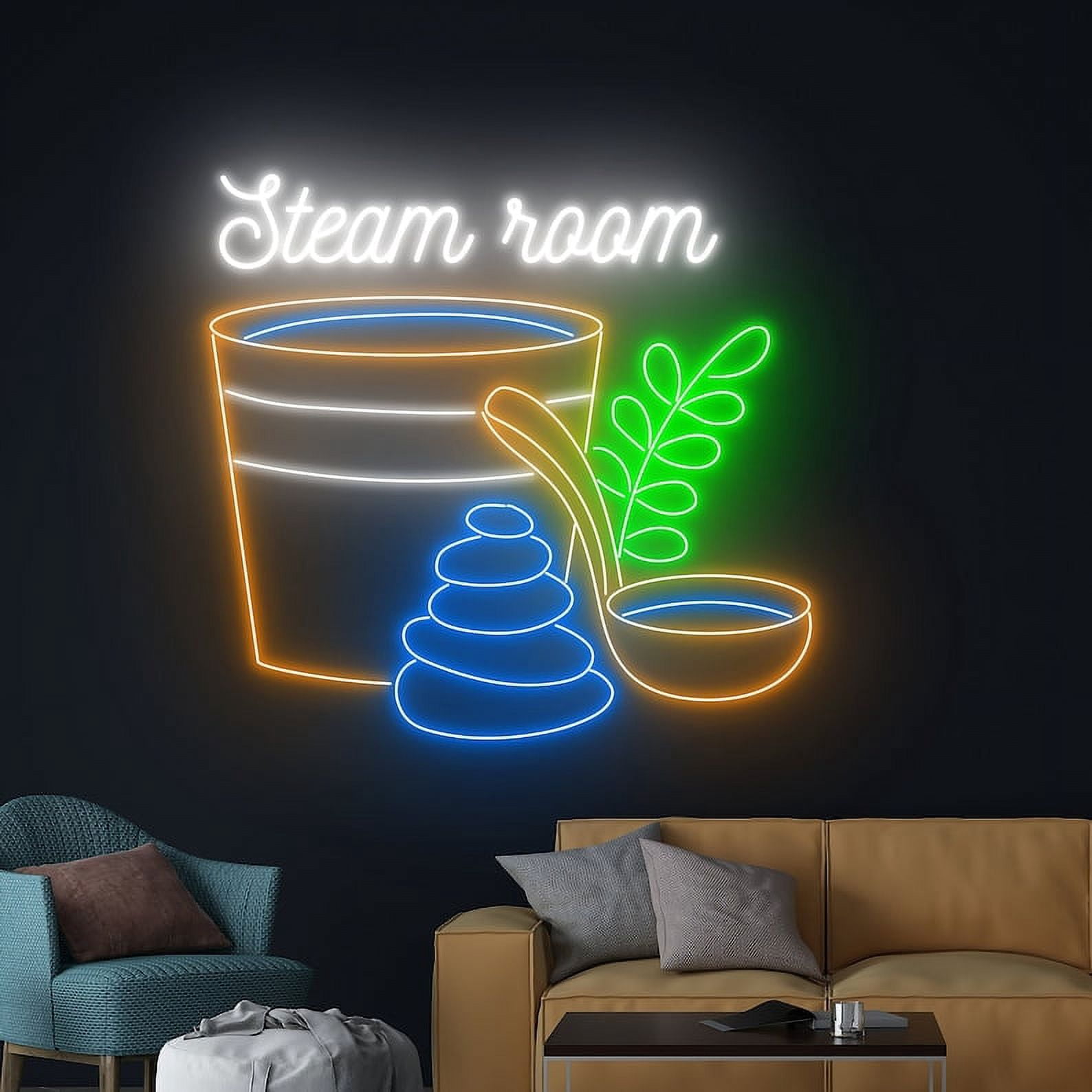 Handmadetneonsign Steam Room Neon Sign, Steam Bath Wall Art Decor ...