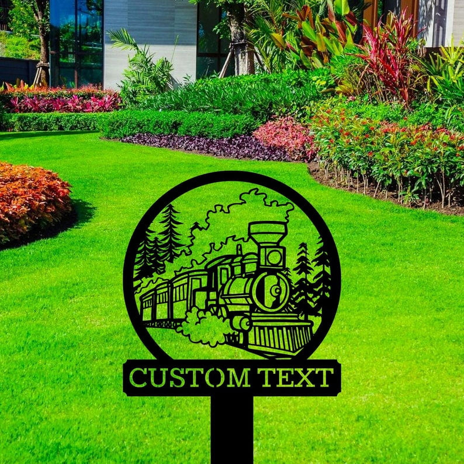 Handmadetneonsign Steam Train Metal With Stake, Train Metal Name Sign ...