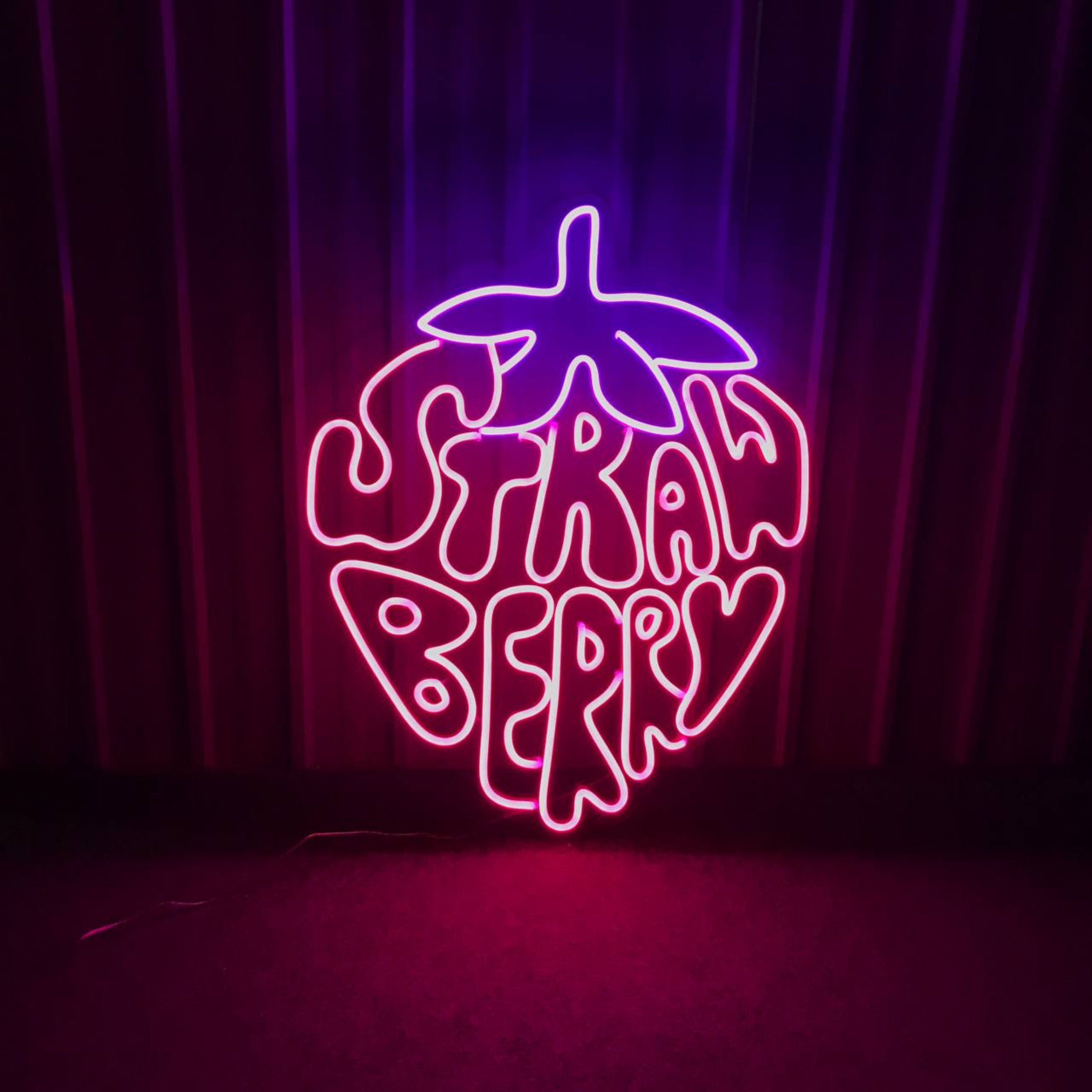 Handmadetneonsign Strawberry Neon Sign Strawberry Led Sign Berry Neon