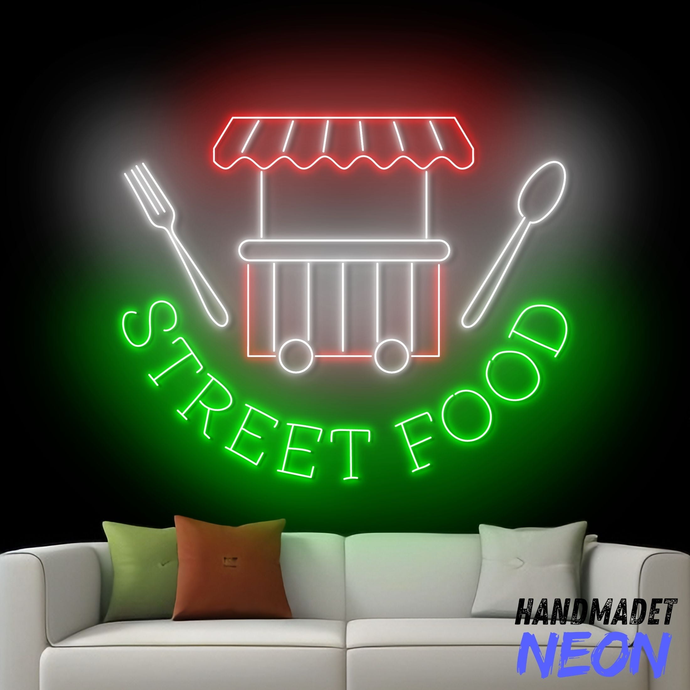Handmadetneonsign Street Food Neon Sign, Spoon And Fork Food Led Sign ...