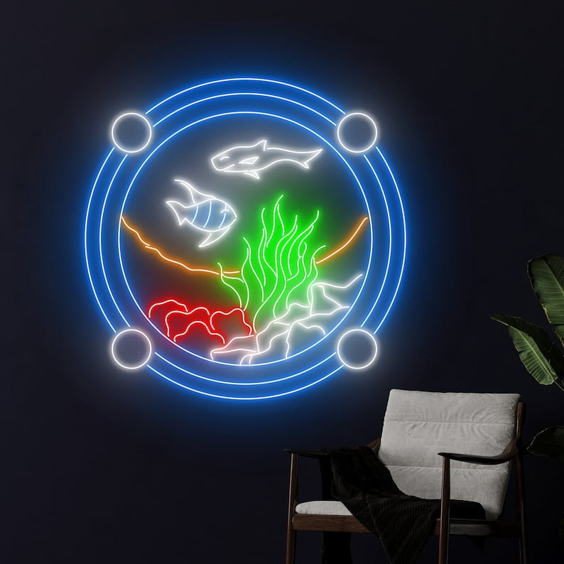 Handmadetneonsign Submarine Porthole Neon Sign, Sea Animal Wall Art ...