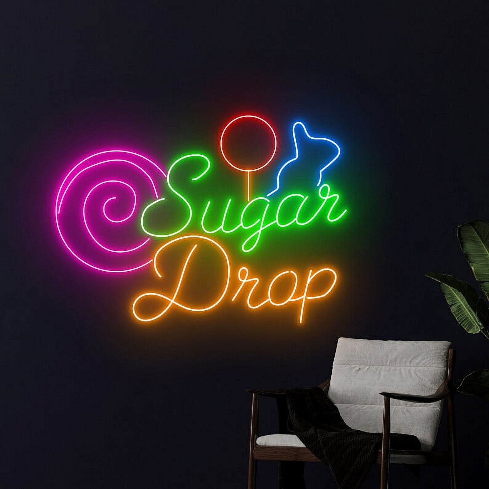 Handmadetneonsign Sugar Drop Candy Neon Sign, Lollipop Candy Store Wall ...