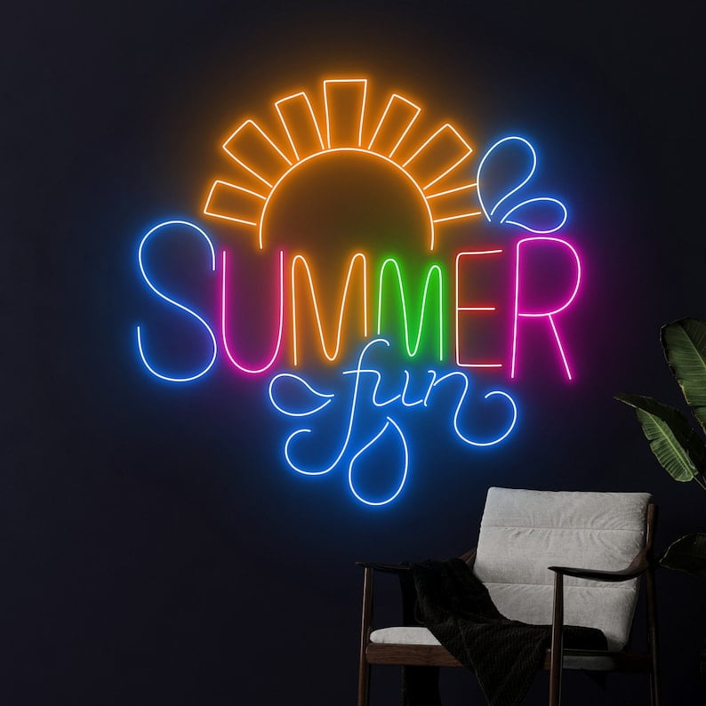 Handmadetneonsign Summer Fun Neon Sign, Summer Ice Cream Neon Sign ...