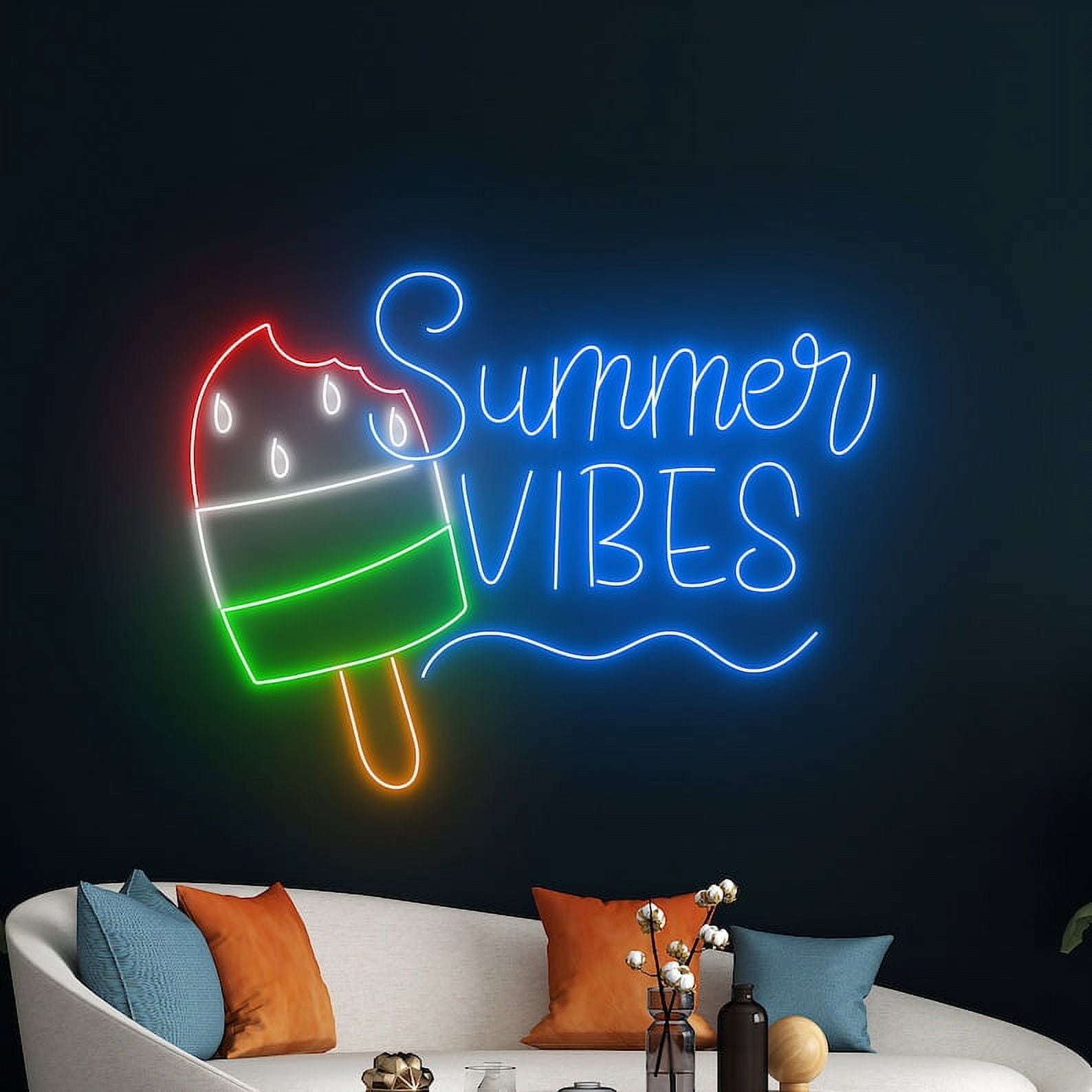 Handmadetneonsign Summer Vibes Led Sign, Ice Cream Stick Neon Sign ...