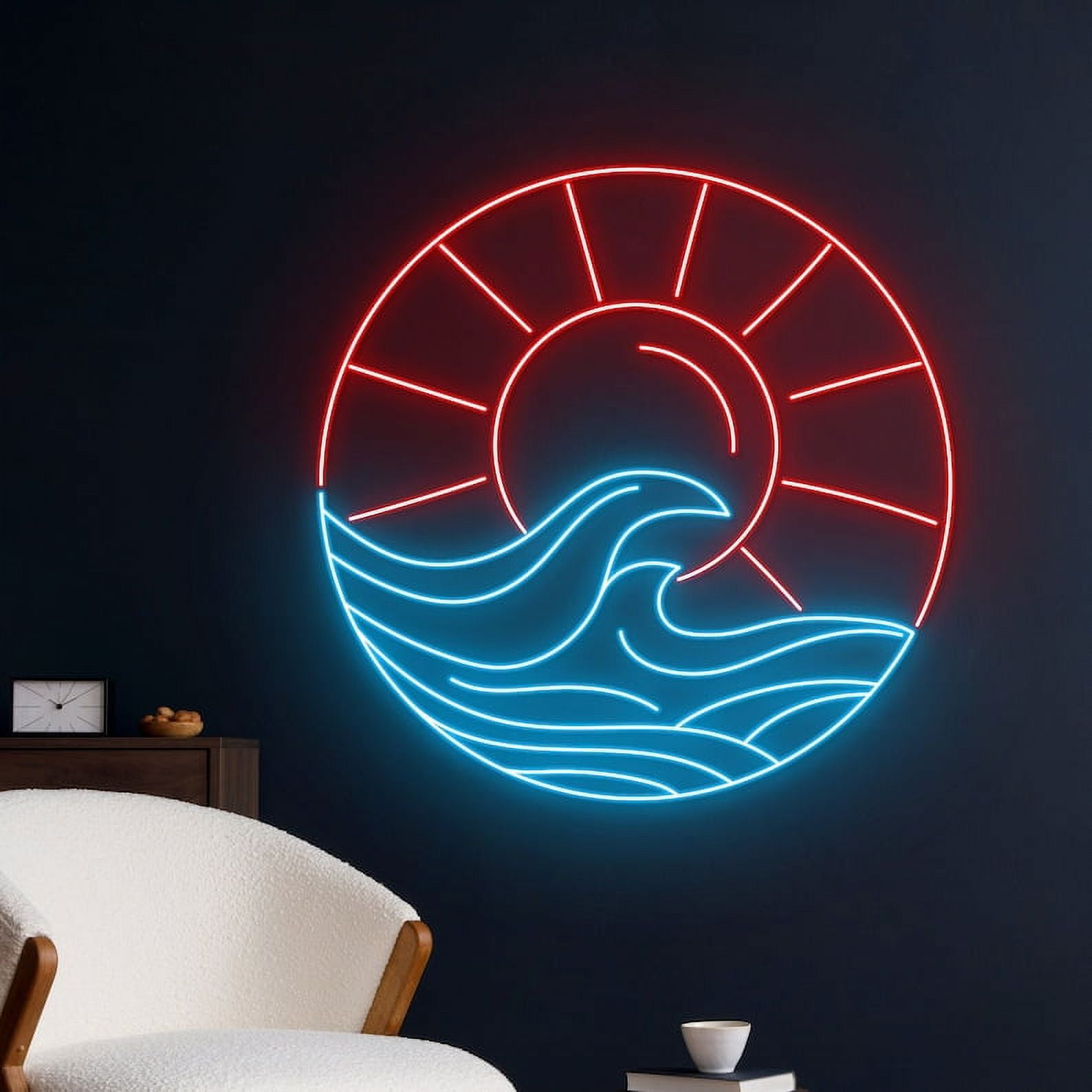 Handmadetneonsign Sun Ocean Waves Neon Sign, Sun Waves Led Sign, Beach ...