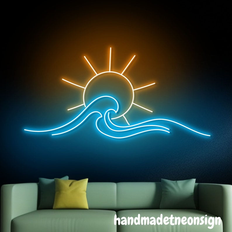 Handmadetneonsign Sun Wave Neon Sign, Sunset Led Light, Sunrise Wall ...