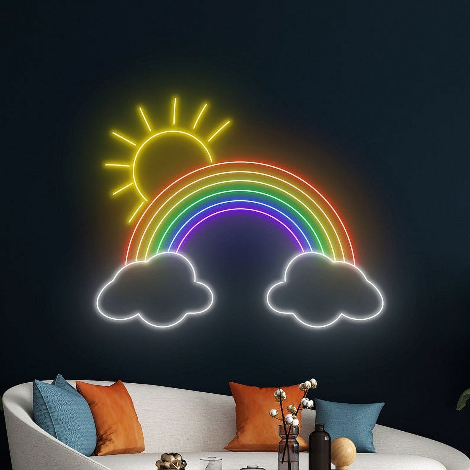 Handmadetneonsign Sunbright And Rainbow Neon Sign, Sun And Rainbow Neon ...