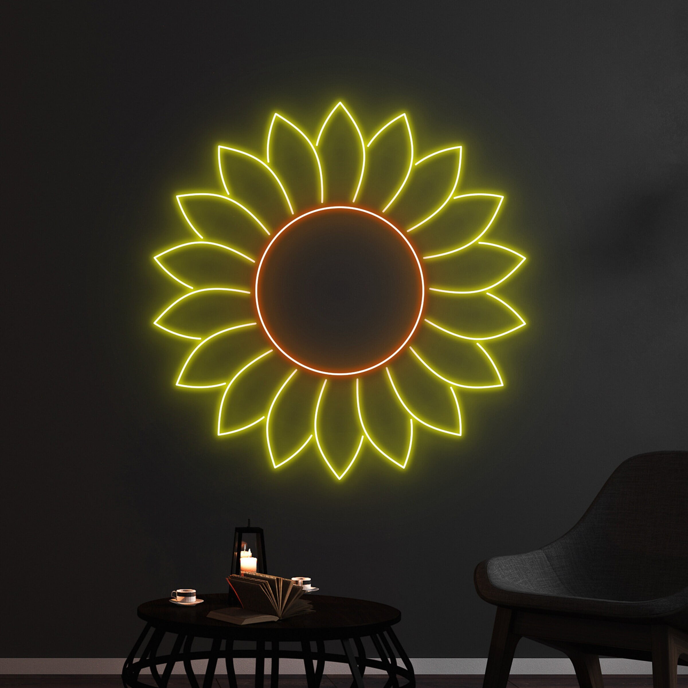 Handmadetneonsign Sunflower Neon Light, Sunflower Flower Led Light ...