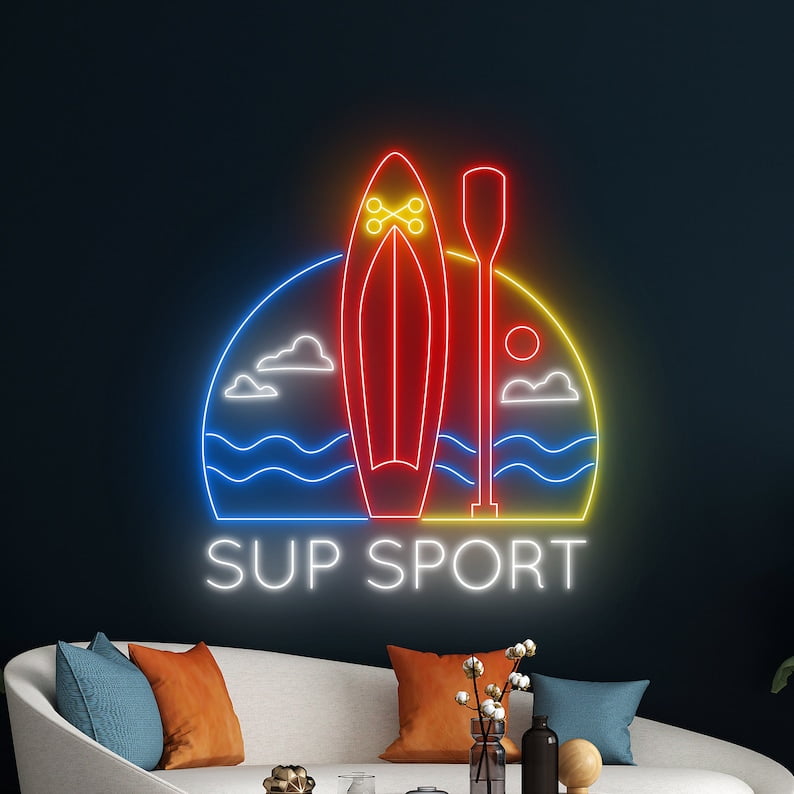 Handmadetneonsign Sup Sport Neon Sign, Paddle Board Wall Art Decor ...