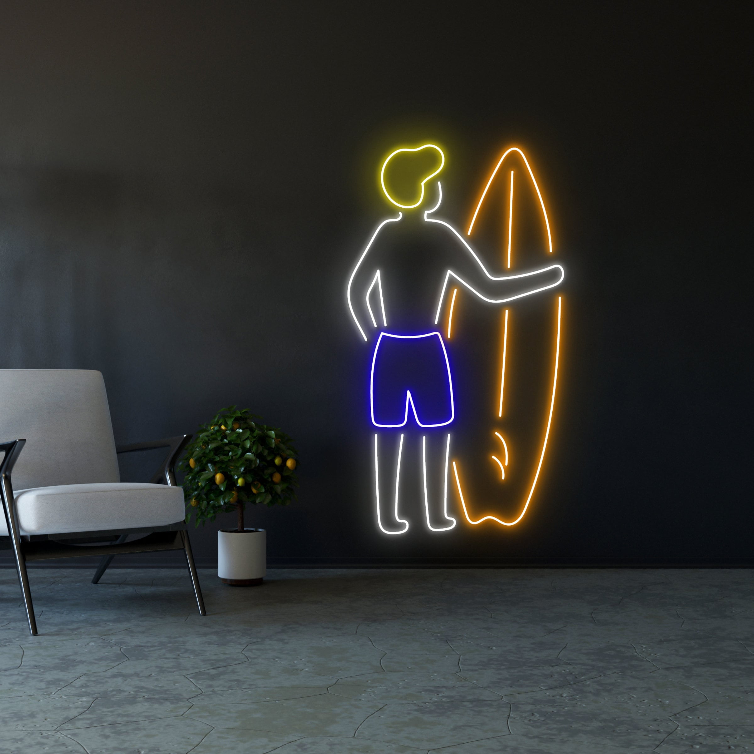 Handmadetneonsign Surfer Led Sign, Surfboard Neon Sign, Wall Decor ...