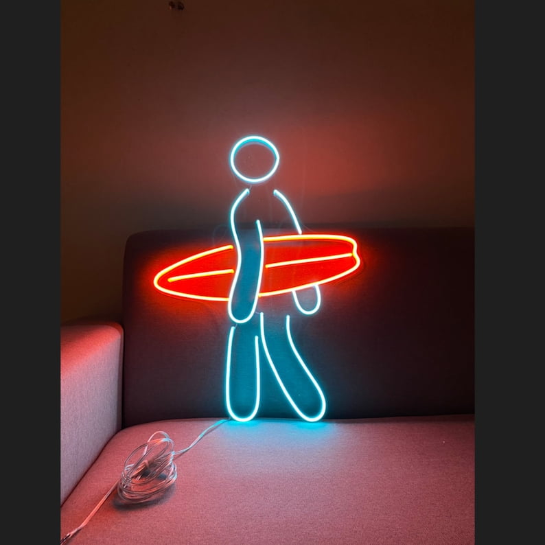 Handmadetneonsign Surfer Led Sign, Surfboard Neon Sign, Wall Decor ...