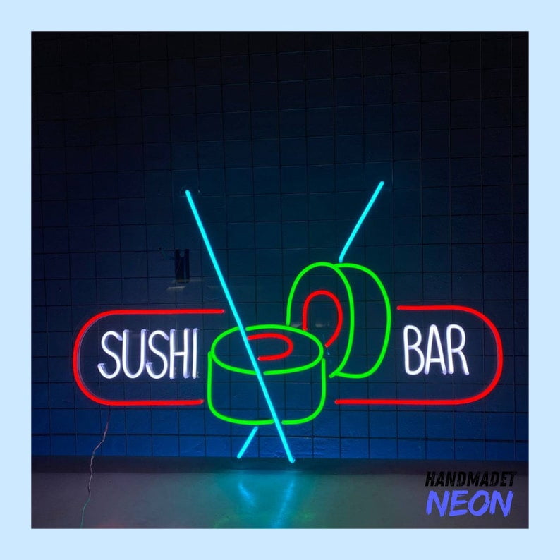 Handmadetneonsign Sushi Bar Neon Sign, Japan Sushi Wall Art Light ...