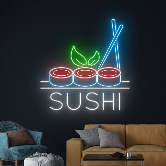Handmadetneonsign Sushi Neon Sign, Japanese Food LED Sign, Sushi Neon ...