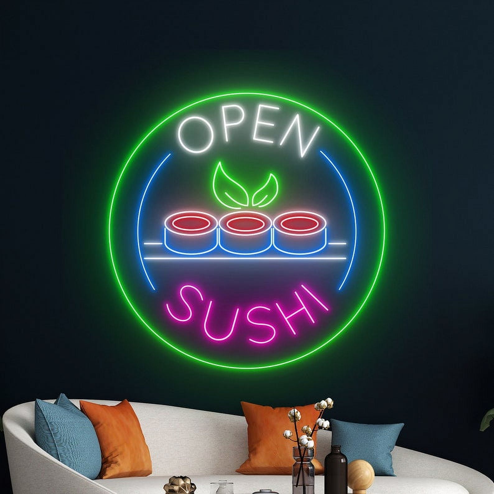 Handmadetneonsign Sushi Open Neon Sign, Japanese Food Wall Decor, Sushi ...