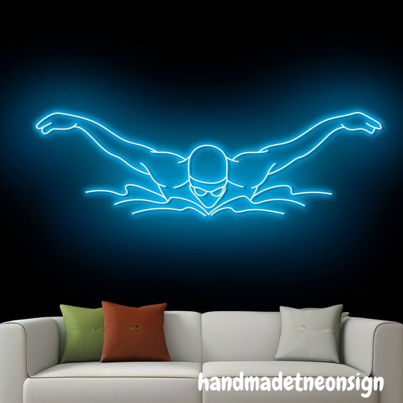 Handmadetneonsign Swimmer Neon Sign, Custom Swimming Wall Art, Swimming ...