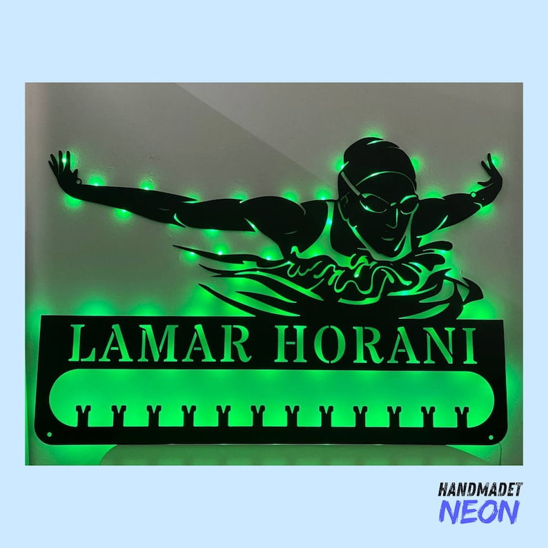 Handmadetneonsign Swimming Medal Hanger, Swimmer Medal Holder, Swim ...