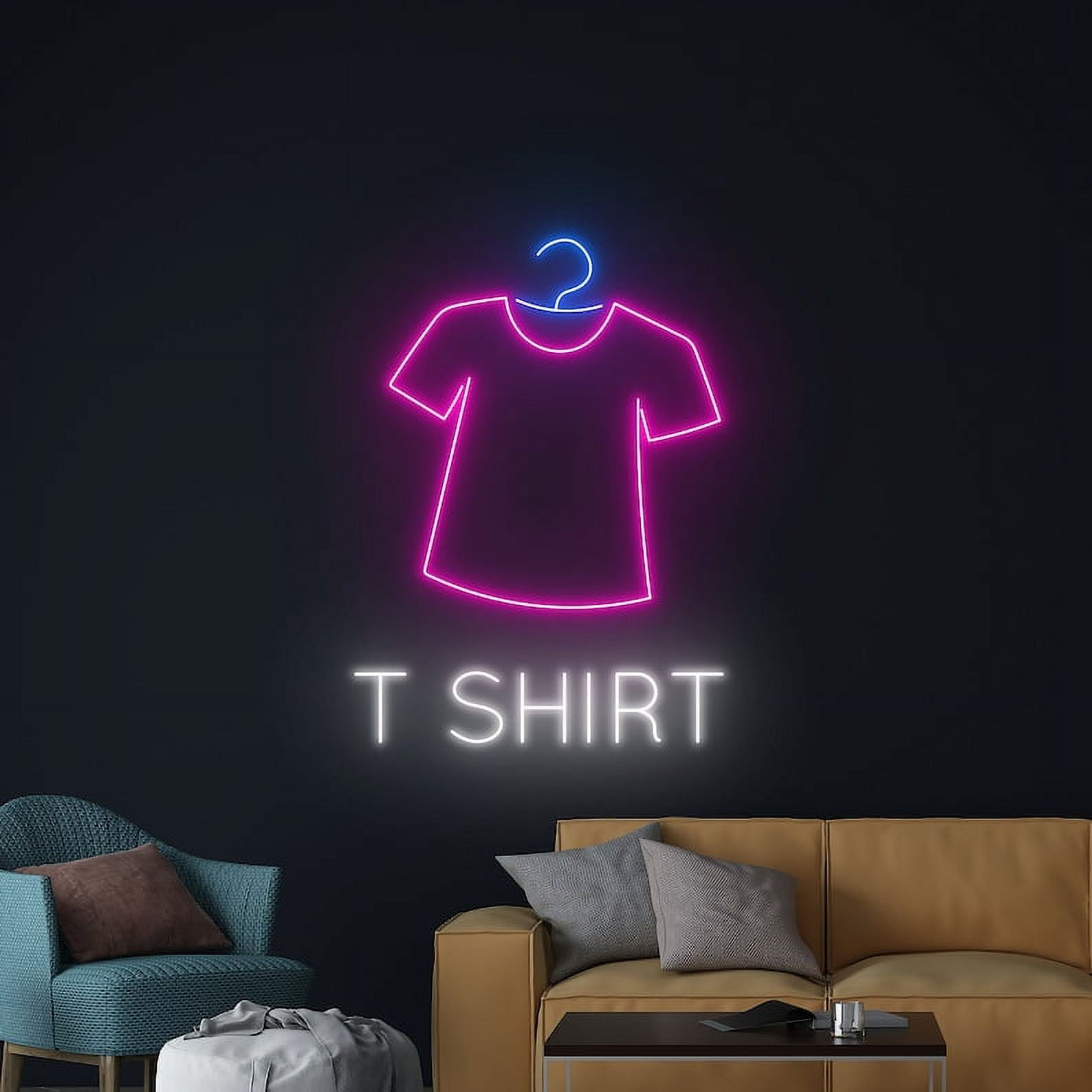Handmadetneonsign T Shirt Neon Sign, Wardrobe Hanger Neon Wall Art ...