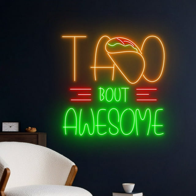 Handmadetneonsign Taco Bout Awesome Neon Sign, Taco Neon Light, Tacos ...
