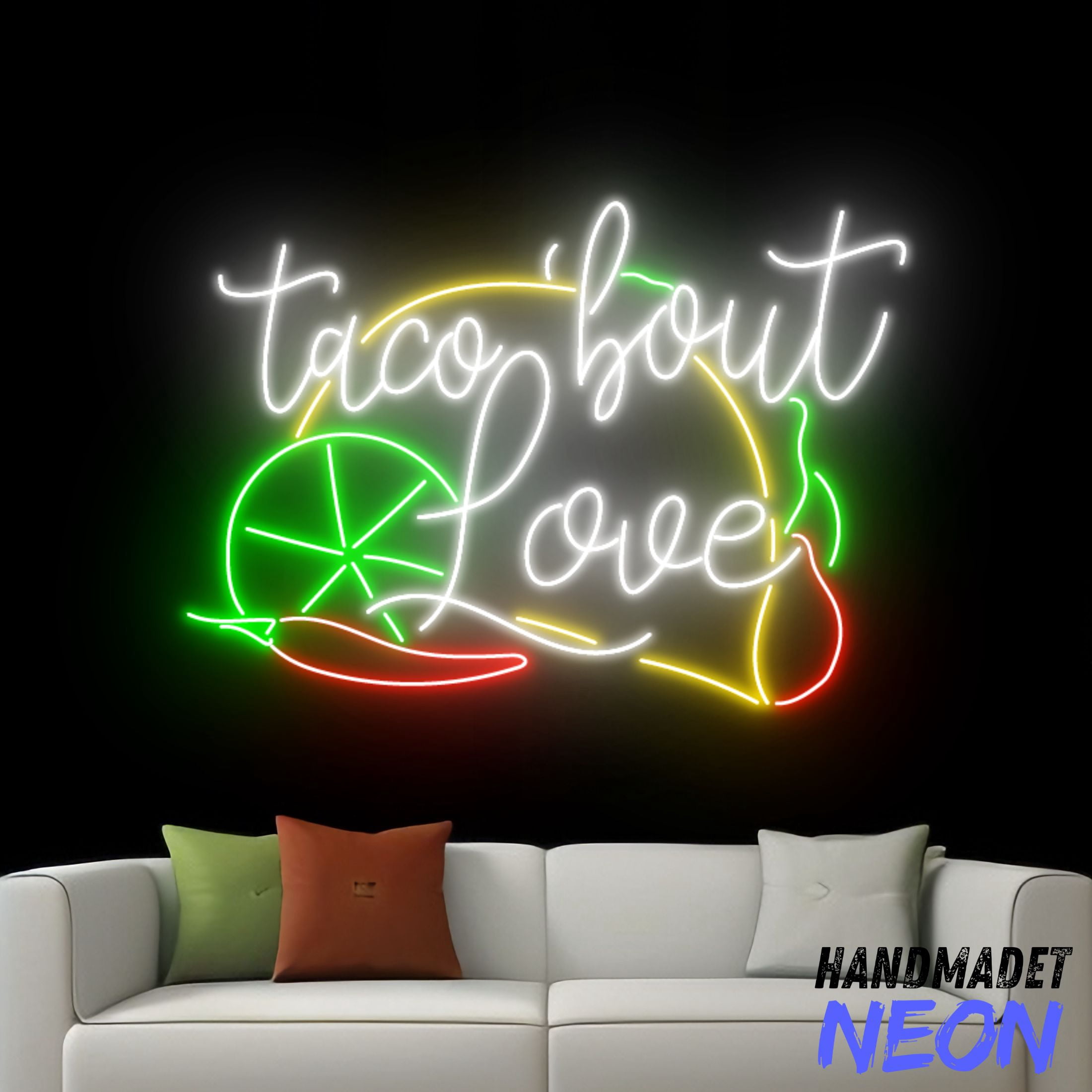 Handmadetneonsign Taco Bout Love Neon Sign, Mexico Tacos Wall Art ...