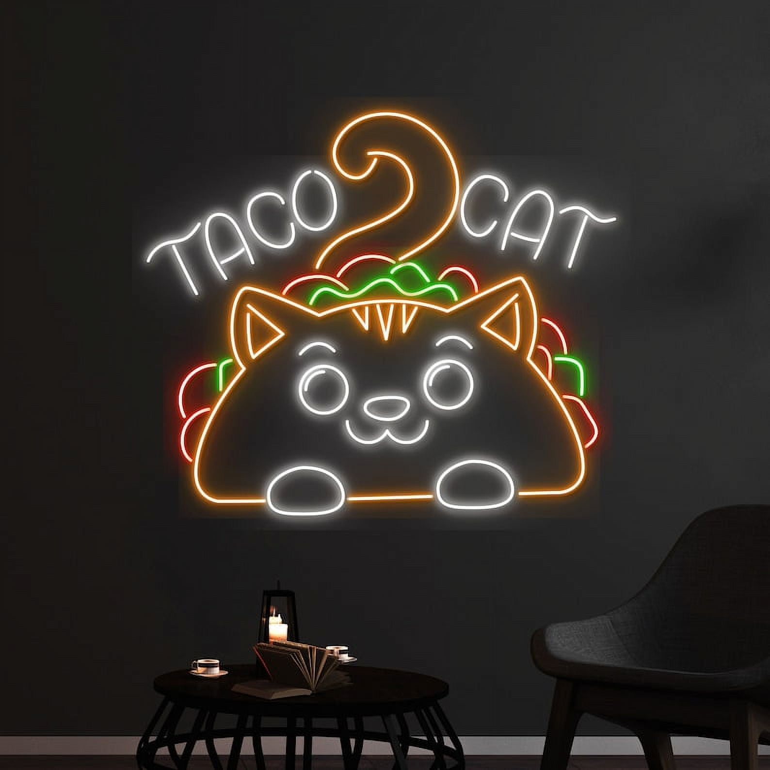 Handmadetneonsign Taco Cat Neon Sign, Tacos Cat Led Sign, Cat Taco Led ...