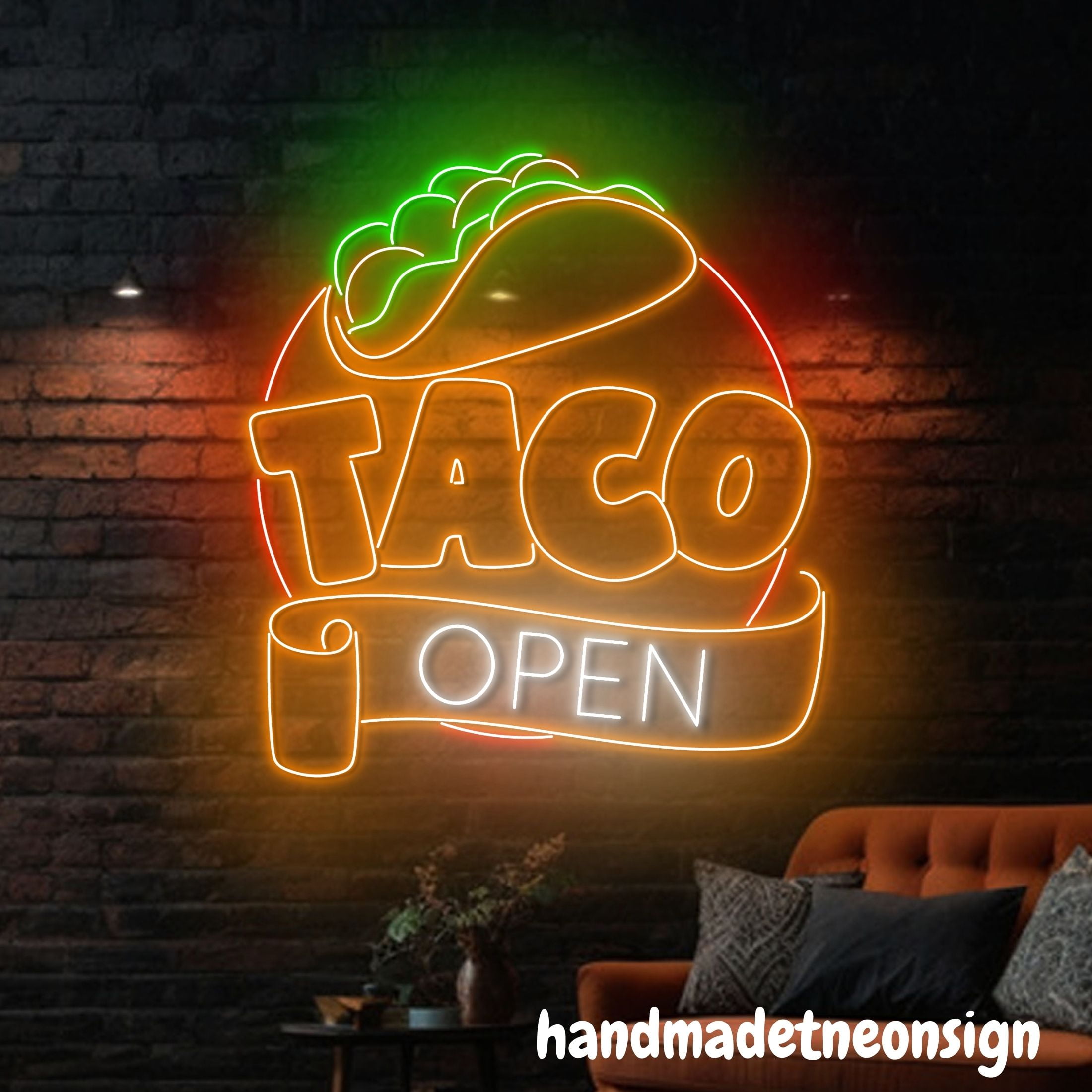 Handmadetneonsign Taco Open Neon Sign, Tacos Led Sign, Mexico Food ...