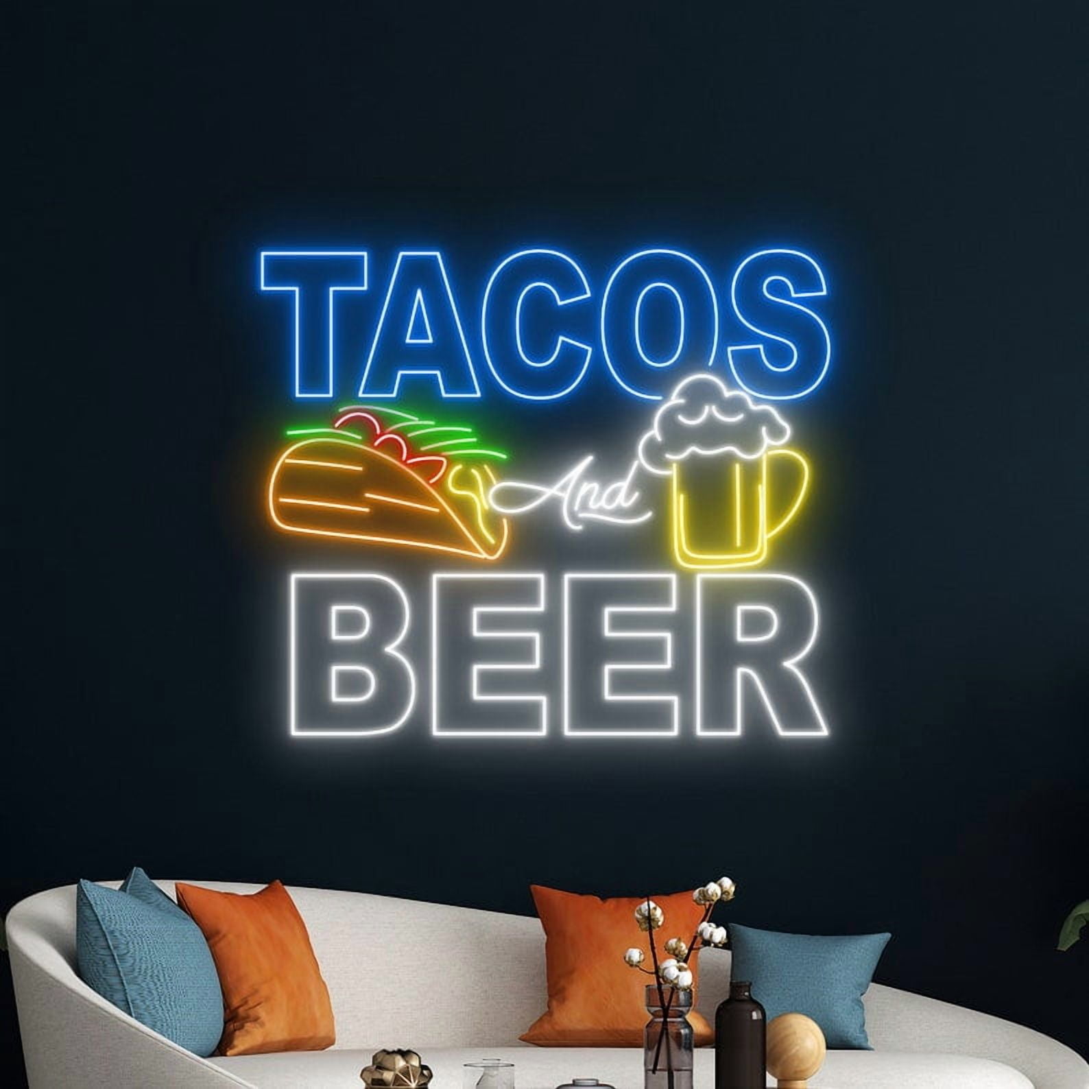 Handmadetneonsign Tacos And Beer Wall Art, Mexican Tacos Wall Decor ...