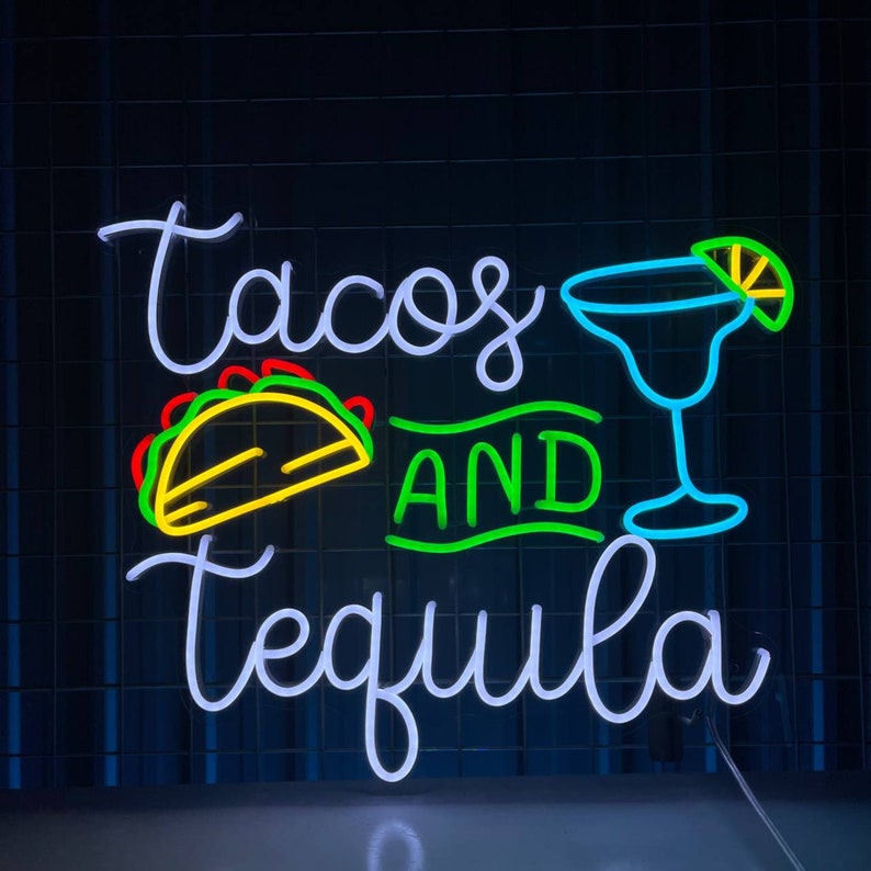 Handmadetneonsign Tacos And Tequila Neon Sign, Quote LED Light, Bar ...