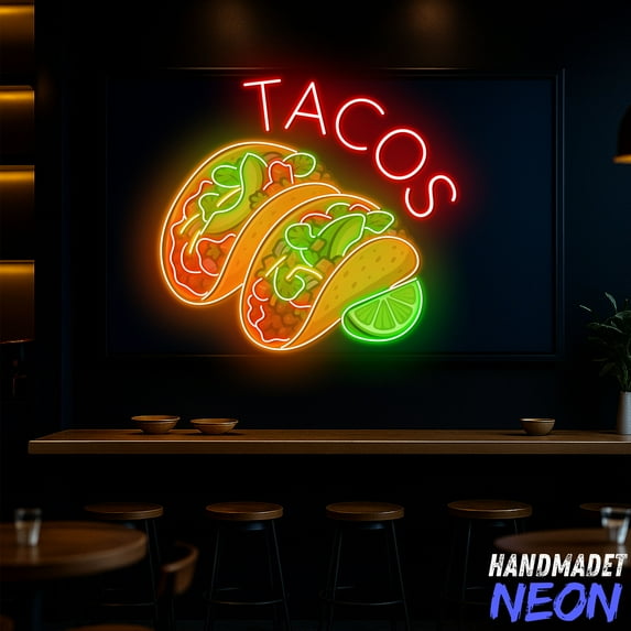 Handmadetneonsign Tacos Neon Sign, Fast Food Neon Sign, Gift For Tacos ...
