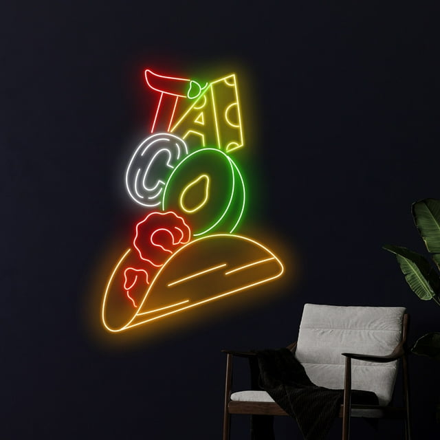 Handmadetneonsign Tacos Neon Sign, Mexico Tacos LED Sign, Mexican Taco ...