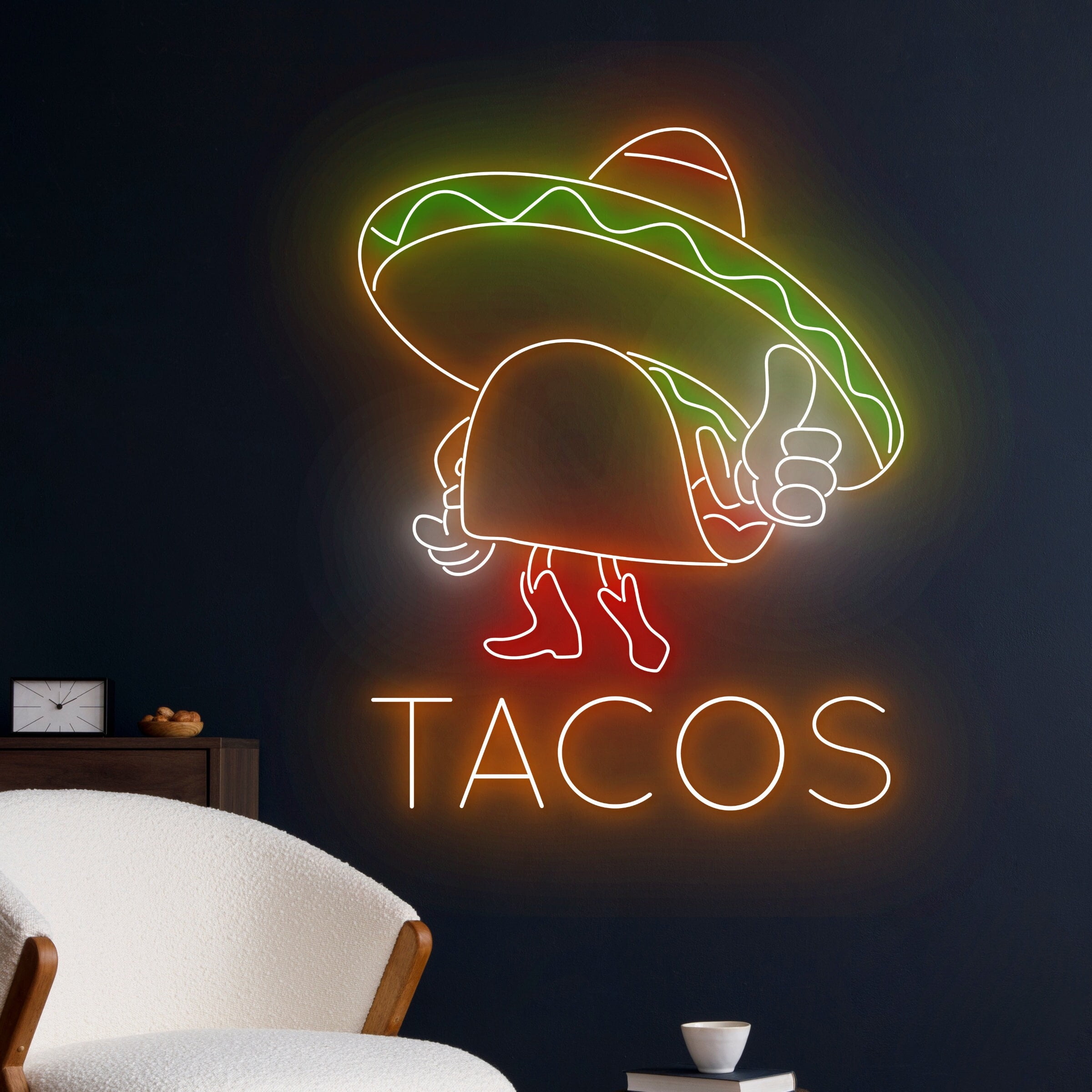 Handmadetneonsign Tacos Sombrero Hat Neon Sign, Sombrero Tacos LED Sign ...