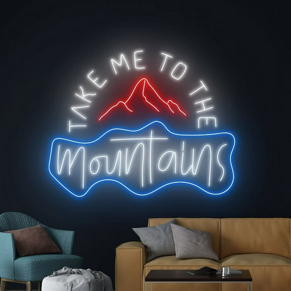 Handmadetneonsign Take Me To The Mountains Led Sign, Mountain Neon Sign ...