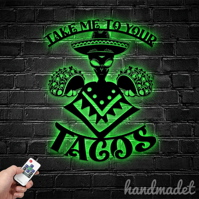 Handmadetneonsign Take Me To Your Tacos Metal Wall Art LED Light ...