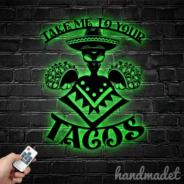 Handmadetneonsign Take Me To Your Tacos Metal Wall Art LED Light ...