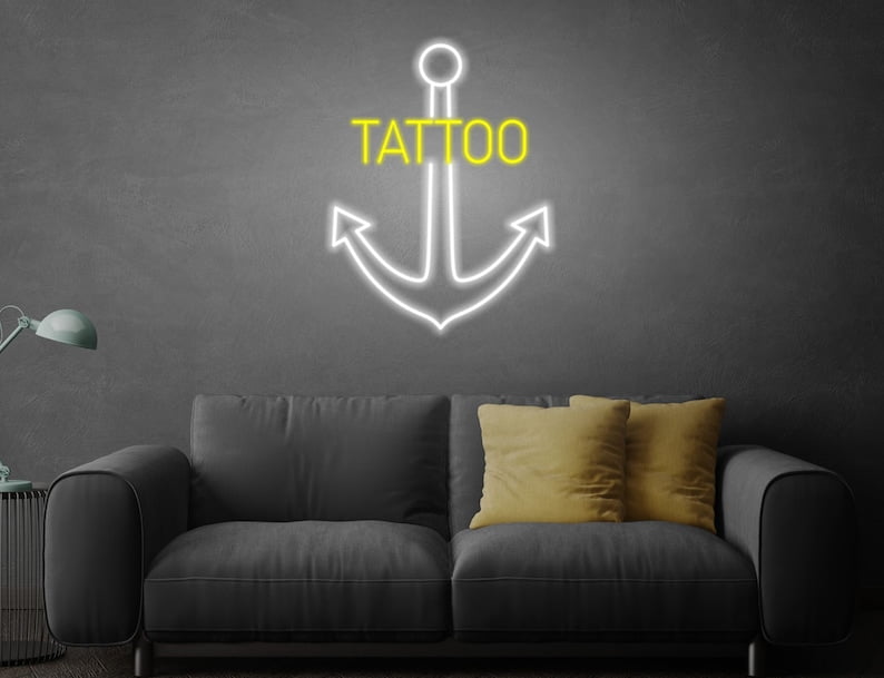 Handmadetneonsign Tattoo Led Sign, Anchor Tattoo Led Sign, Wall Decor ...