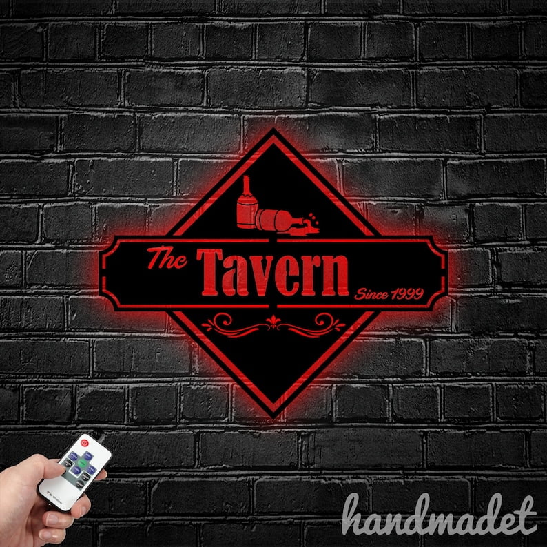 Handmadetneonsign Tavern Metal Wall Art Light, Tavern Metal Sign Wall ...