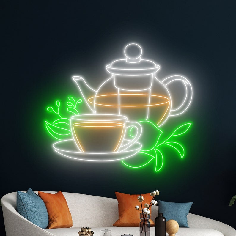 Handmadetneonsign Tea Neon Sign, Tea Cup Neon Light, Tea Pot LED Light ...