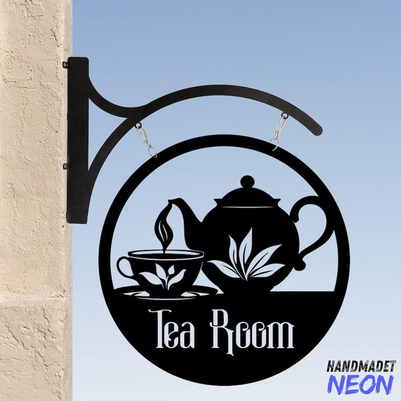 Handmadetneonsign Tea Room Hanging Sign, Tea Room Outdoor Hanging Sign ...