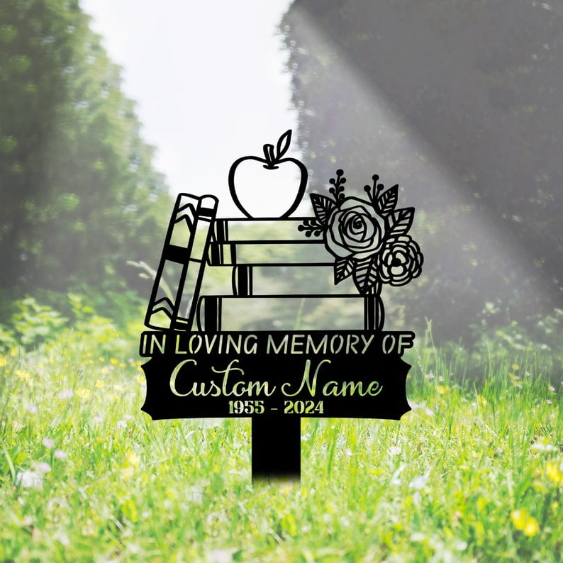 Handmadetneonsign Teacher Memorial Metal With Stake, Teacher Career ...