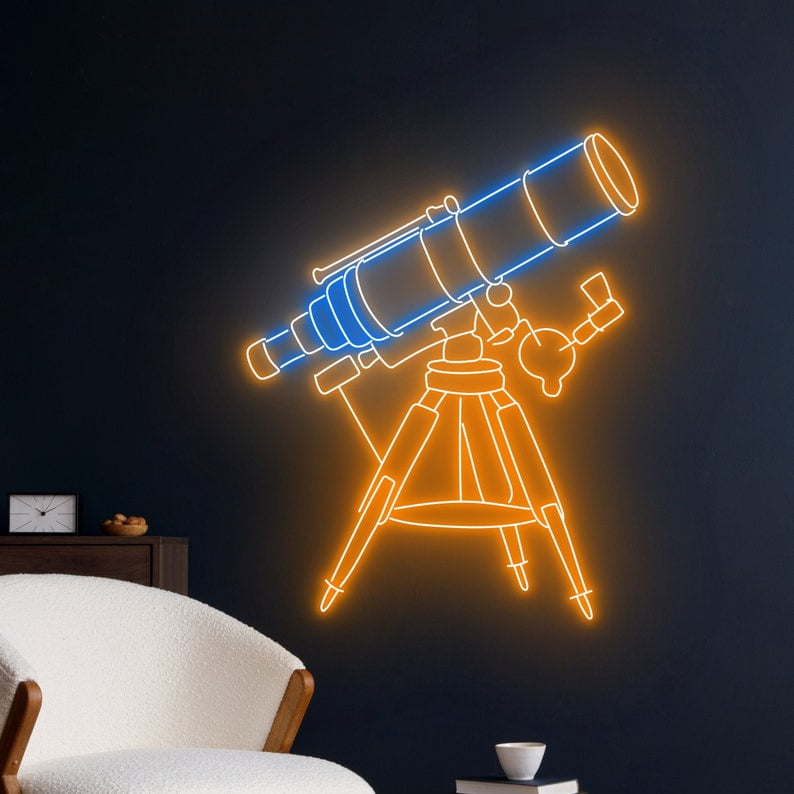 Handmadetneonsign Telescope Neon Sign, Telescope Led Light Wall Art ...
