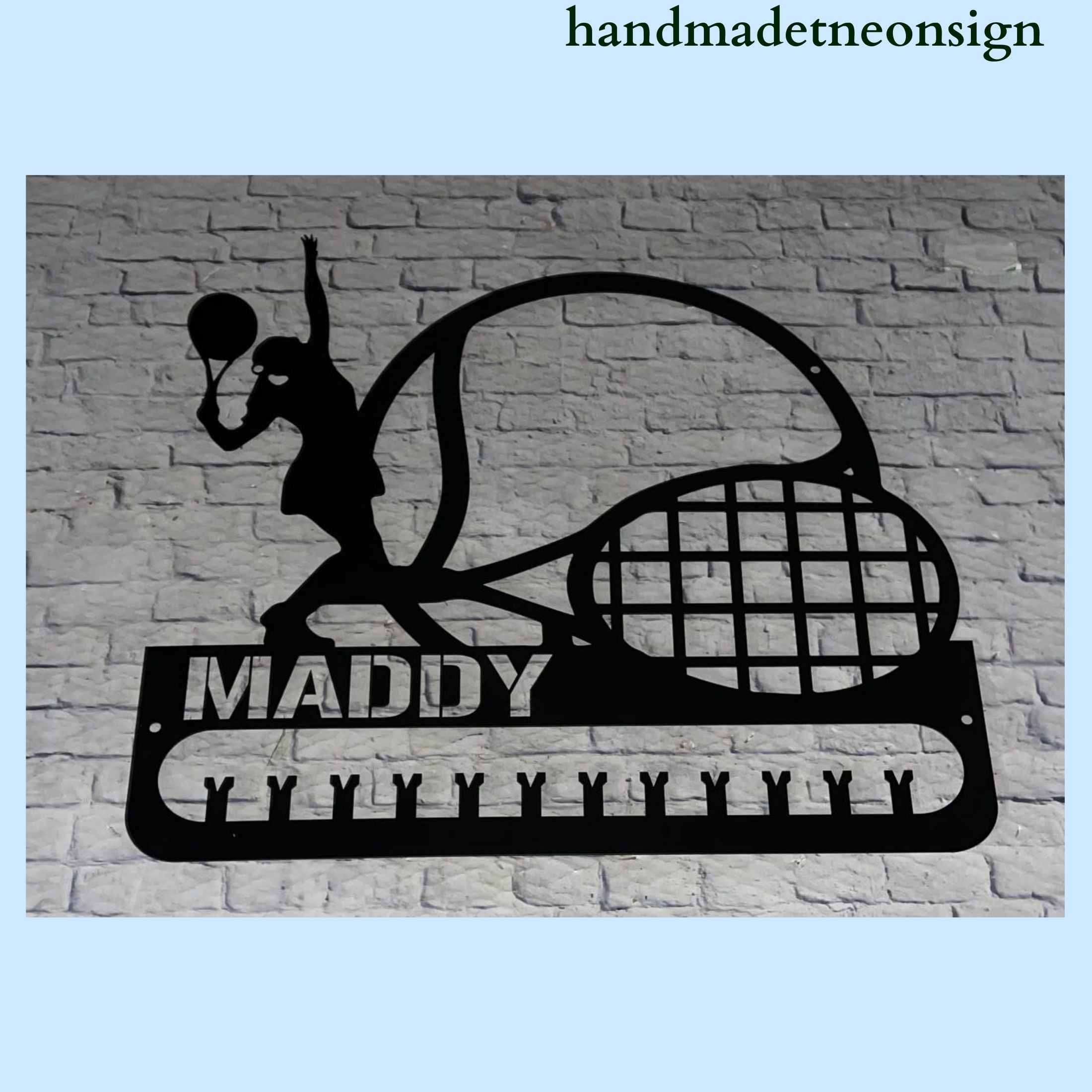 Handmadetneonsign Tennis Racket Medal Hanger, Tennis Player Metal ...