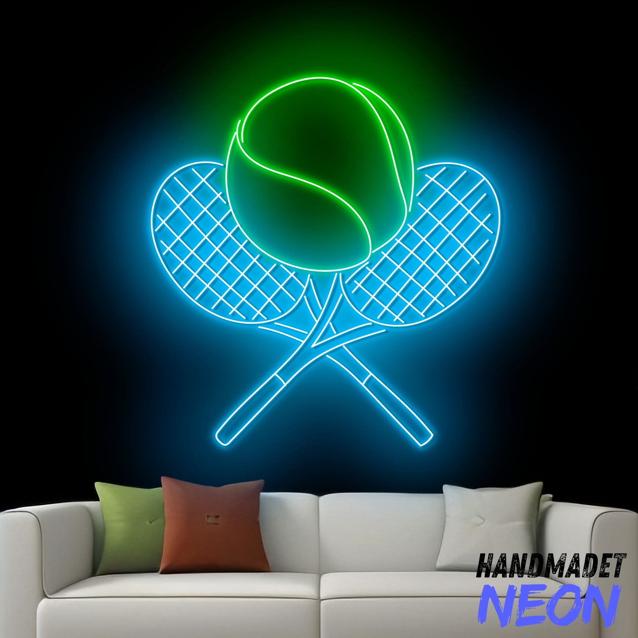 Handmadetneonsign Tennis Racket Neon Sign, Tennis Player Wall Art Light ...