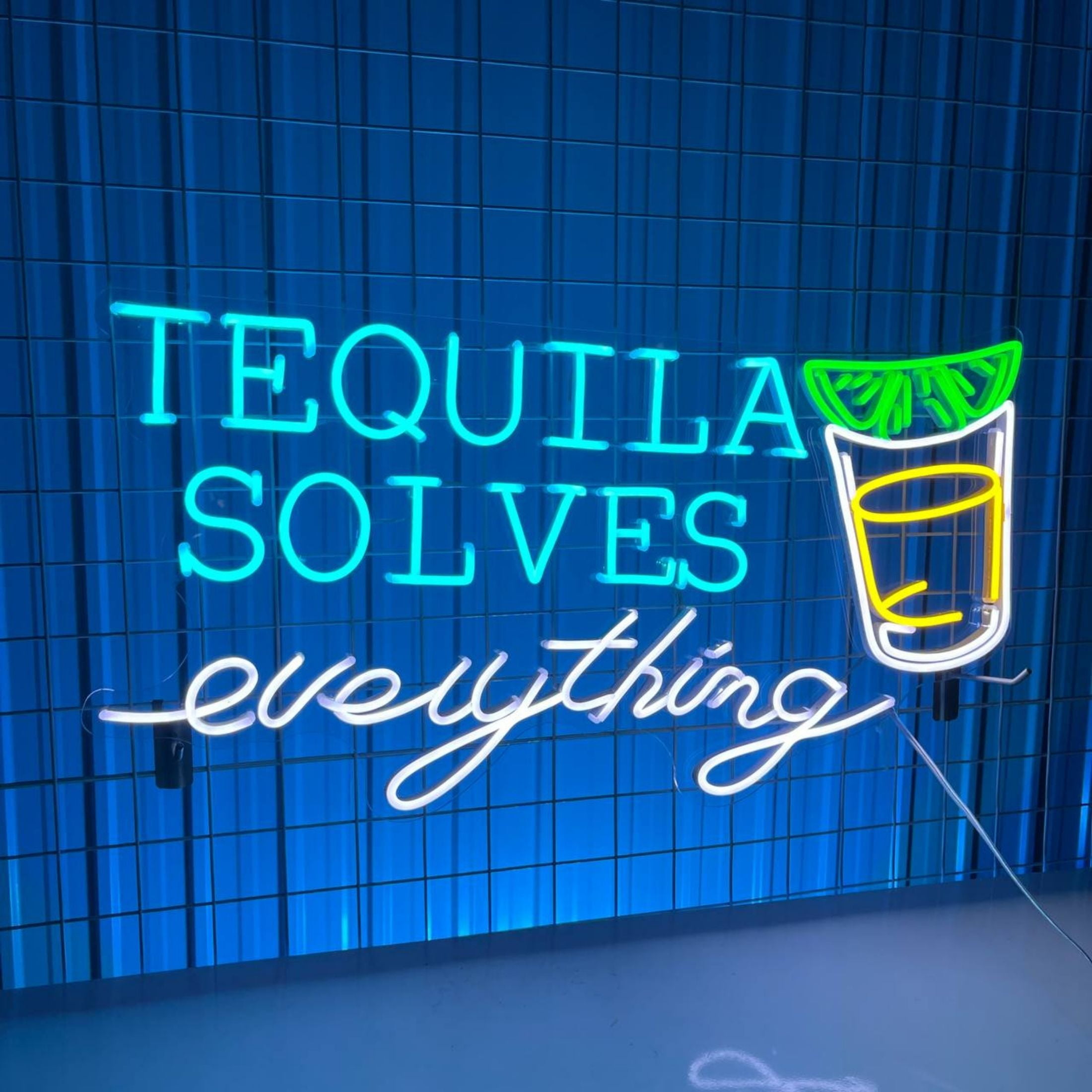 Handmadetneonsign Tequila Solves Everything Neon Sign, Tequila ...