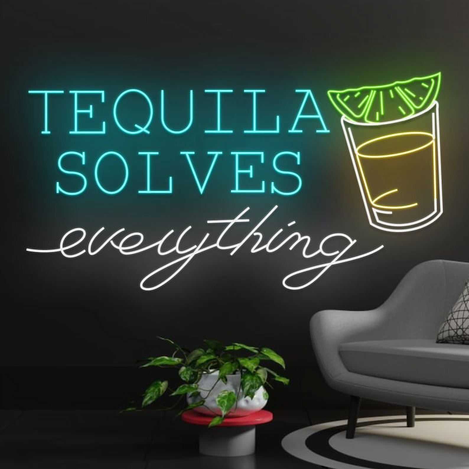 Handmadetneonsign Tequila Solves Everything Neon Sign, Tequila LED Sign ...