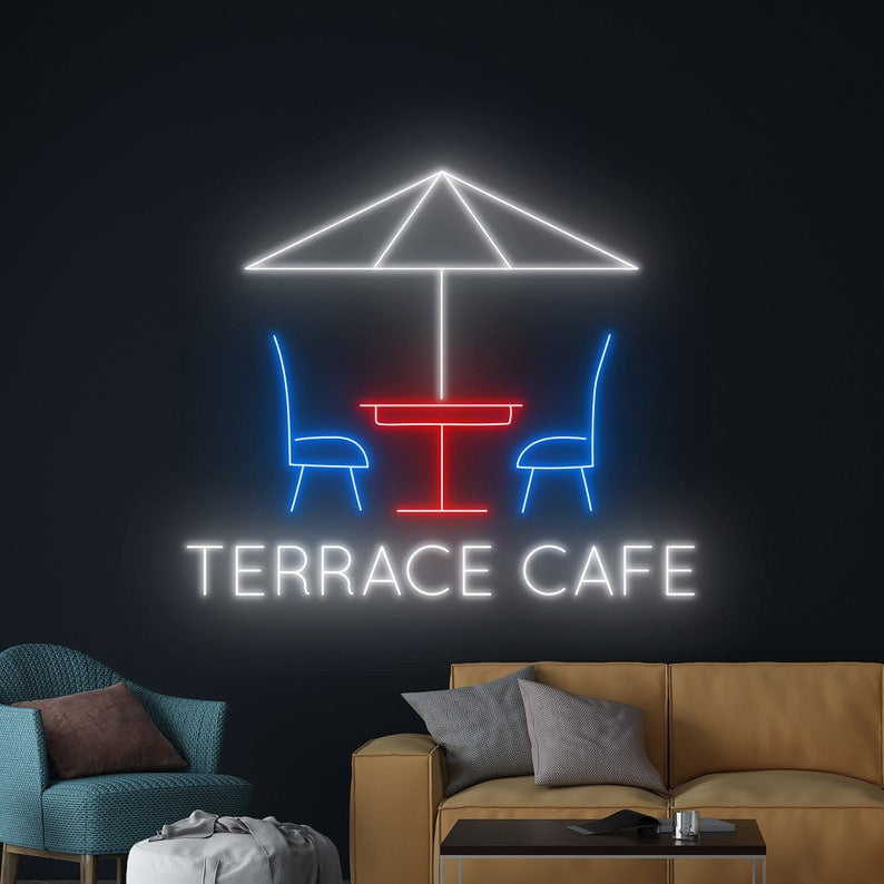 Handmadetneonsign Terrace Cafe Neon Sign, Terrace Coffee Wall Art Decor ...