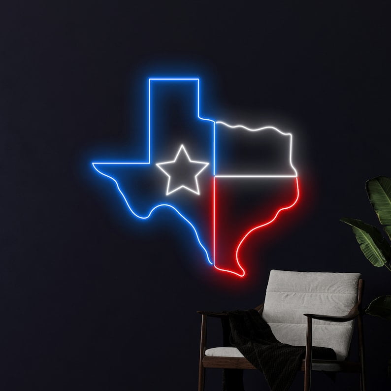 Handmadetneonsign Texas Map Led Sign Texas Led Sign, Wall Decor, Texas ...